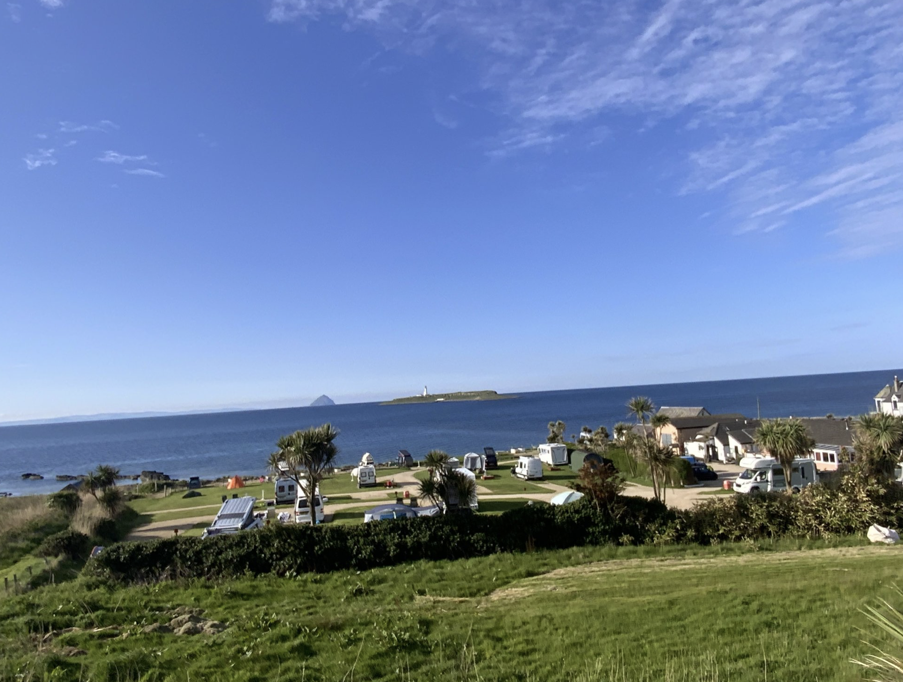 Aerial view of Seal Shore Camping showing beachfront location